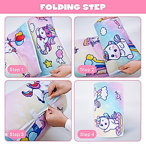 Unicorn Nap Mats for Preschool Daycare Toddler Nap Mat for Girls Daughter Kids Nap Mat with Pillow and Blanket,Sleeping Bag for Kids Granddaughter Kindergarten Travel Napping Gift,50"x20"