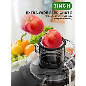 Dominion Juicer Machine, 600W Juicer with 3” Wide Mouth for Whole Fruits and Vegetables, Centrifugal Juice Extractor, Easy to Clean, Stainless Steel, BPA Free