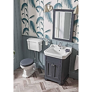 AMASHEN 24" Victoria Sink Without Pedestal, Rectangular Ceramic Bathroom Sink with Single Hole and Overflow, White (Sink Only)