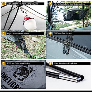 OneTigris COSMITTO 2 Person Backpacking Tent - Free Standing Lightweight Waterproof 3 Season Camping Tent for Outdoor Hiking Mountaineering