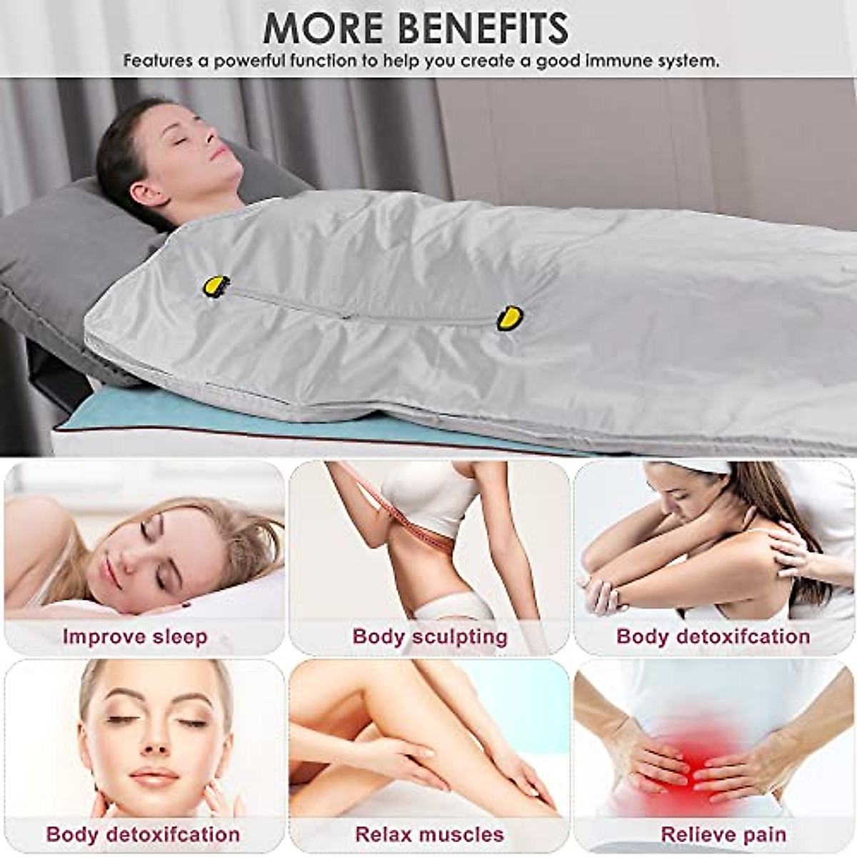 RELOIVE Far Infrared Sauna Blanket, Portable Infrared Sauna for Home Relaxation - Infrared Blanket Sauna with 95-176℉ Temp Range, Home Sauna Heating with Remote, Calm Your Body and Mind