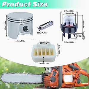 Adefol Air Fuel Line Filter 45mm Piston Ring Kit for Husqvarna 353 350 Chainsaw Replacement Parts Power Tools with Intake Manifold, Circlip, Needle Bearing, Primer Bulb, Pin for 537223402, 537024002