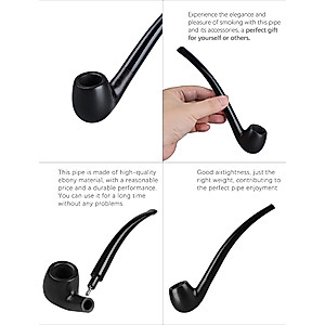 Joyoldelf Tobacco Pipe, Luxury Wooden Smoking Pipe with Tobacco Pipe Stand, Ebony Tobacco Pipes for Smoking with Pipe Scraper, Gift Box and Smoking Accessories