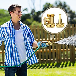 LEIFIDE 8 Pcs Brass Jet Nozzle Water Nozzle High Pressure Hose Nozzle with Garden Hose Shutoff Valve Brass Heavy Duty 3/4 Inch GHT Connector for Garden Hose