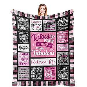 kituzol Happy Retirement Gifts Blanket 50"x60" - Retirement Gifts for Women 2023 - Best Retirement Gifts - Coworker Leaving Gifts for Women - Goodbye Gift Blanket - Farewell Gifts for Coworker Boss