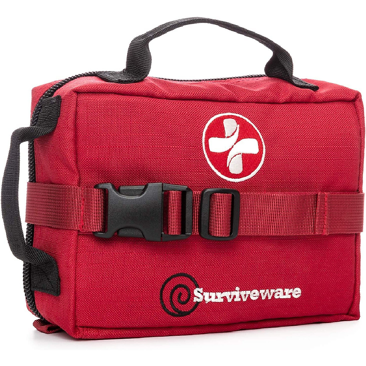 Surviveware Survival First Aid Kit - Emergency Preparedness at Home, Car, Office, Hiking, Camping & Outdoors Activities - 180 pcs Medical Supplies w/Removable MOLLE System & Labeled Compartments