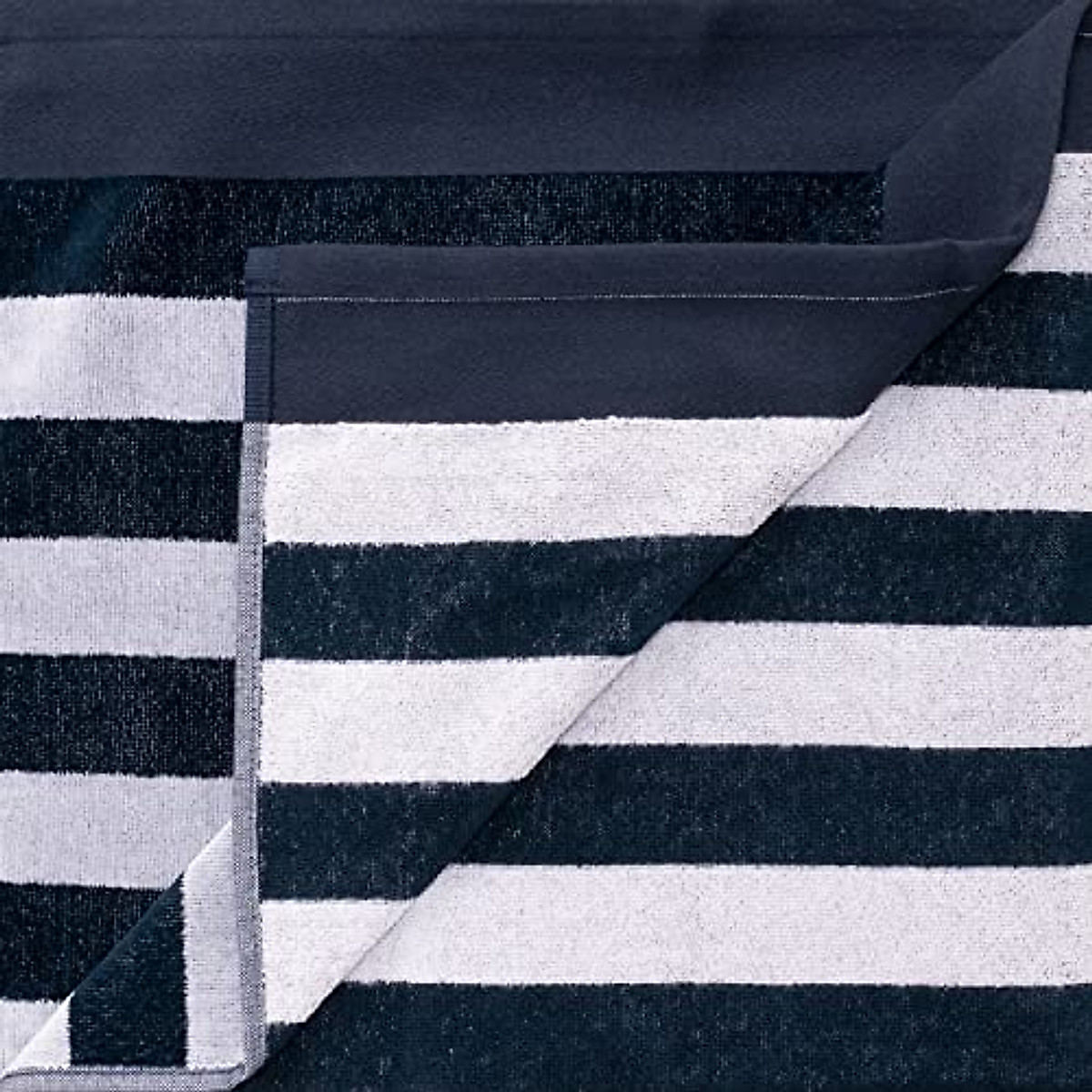 SUPERIOR 100% Egyptian Cotton, 450 GSM, Yacht Club Oversized Beach Towel (Set of 2) 34”x 64”, 2-Ply, High Absorbency Nautical Striped Anchor Pattern