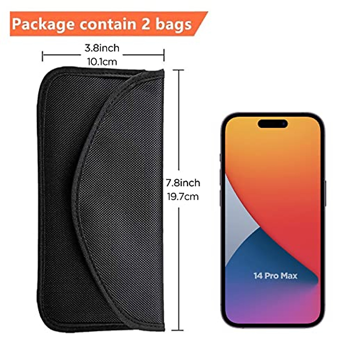 ONEVER Signal Blocking Bag, GPS RFID Faraday Bags for Phones Faraday Bag Pouch Shield Cage Wallet Phone Case for Cell Phone Privacy Protection Car Key FOB, Anti-Tracking Anti-Spying (1 Pack)