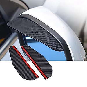 Jawmoy 2 PCS Car Rear Vision Mirror Rain Eyebrows, Thickened Carbon Fiber Rainboard, Rearview Mirror Visor Guard, Suitable for External Accessories for Most Cars (Black)