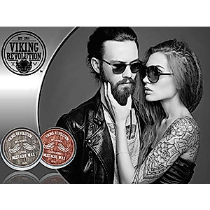 Viking Revolution Mustache Wax 2 Pack - Beard & Moustache Wax for Men - Strong Hold Helps Train Tame & Style (Citrus & Sandalwood, 2 pack)
