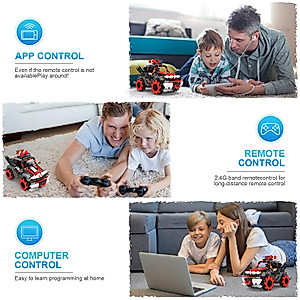 Building Remote Control Car, STEM Toys Set 546 Pcs Building Blocks Kit DIY Rechargeable RC Car with APP & Remote Control, Build Your Own Racing Stunt RC Vehicle for Kids Educational, Early Learning