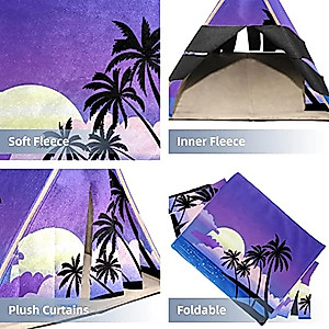 Y-DSIWX Guinea Pig Hideout House Bed, Beach Night Coconut Tree Rabbit Cave, Squirrel Chinchilla Hamster Hedgehog Nest Cage