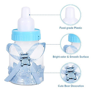 50pcs Cute Feeding Bottle Shape Candy Boxes,3.5 Inch Mini Fillable Bottle,Shower Box Candy Box for Birthday Christening Gift Party Decorations Blue