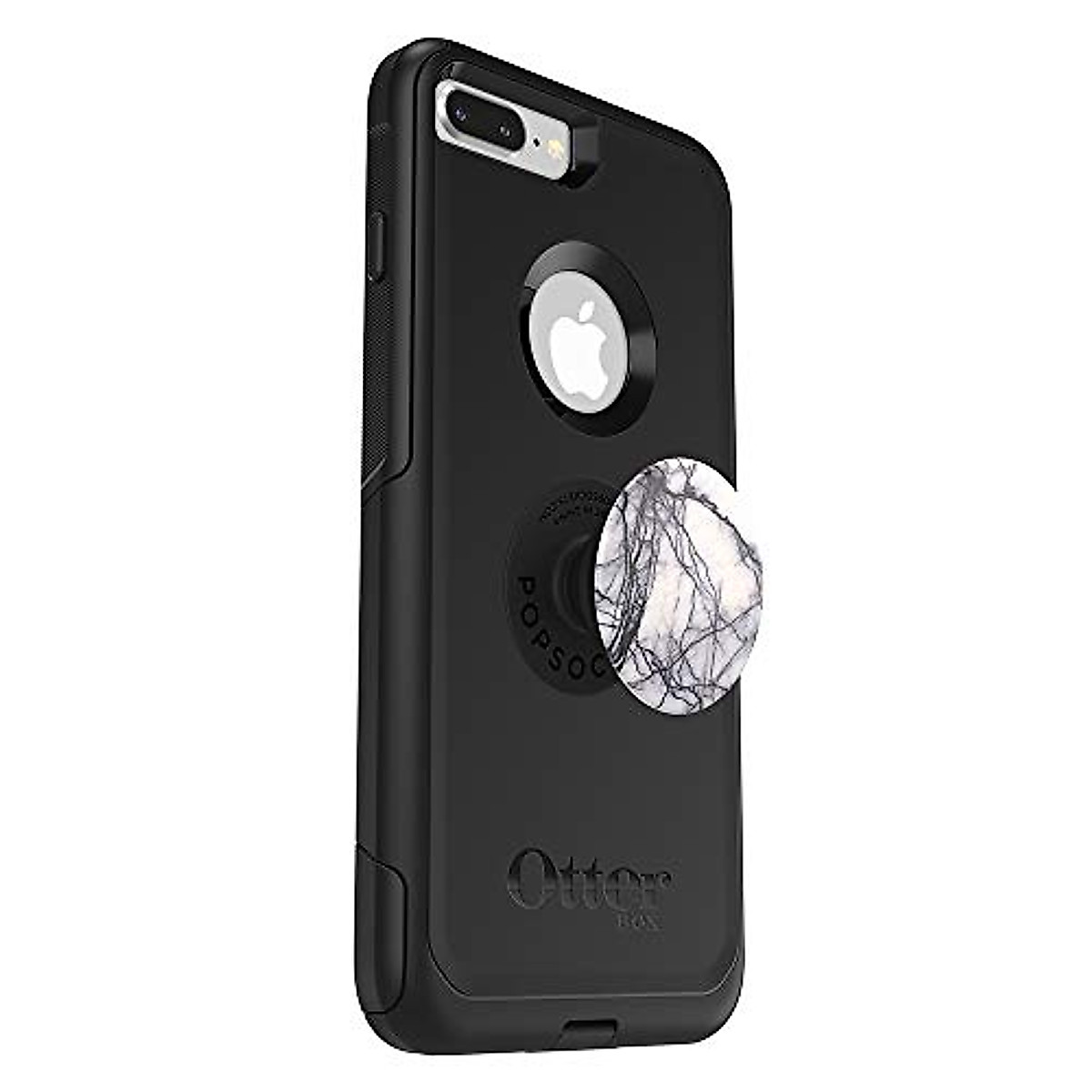 OtterBox COMMUTER SERIES Case for iPhone 8 PLUS & iPhone 7 PLUS (ONLY) – (BLACK) + PopSockets PopGrip – (DOVE WHITE MARBLE)