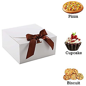 White Gift Box 10 Pack 6.7x6.7x3.5 Inches,Gift Boxes with Ribbons,Bridesmaid Proposal Boxes, Gift Boxes with Lids for Presents, Birthdays,Wedding,Baby Showers,Valentine's Day,Christmas