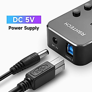 Powered UBS Hub, RSHTECH 7 Port USB 3.0/USB C Hub Upgraded Version Aluminum USB Hub with 2-in-1 USB Cable,5V 3A Power Adapter and Individual Switches, USB Port Expander Hub for Laptop and PC, RSH-ST07