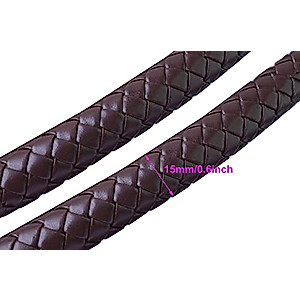 Wento 12 inch Dark Brown Braided Handles Dia.15mm PU Leather Handles for Women Replacement Handbag Tote Replacement Handbag Handles