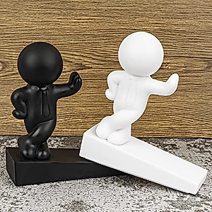 Cute Door Stop, 2 Pcs Decorative Buddy Door Stopper, Effective to Hold Your Door Open, Black and White
