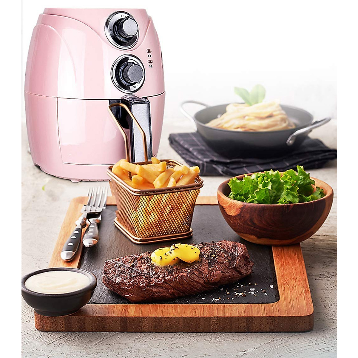 Intelligent Air Fryer Fries Machine Household Small Capacity Fully Automatic No Fuel Electric Fryer Oven 2.5L 3.5L Pink 3.5L Every Family