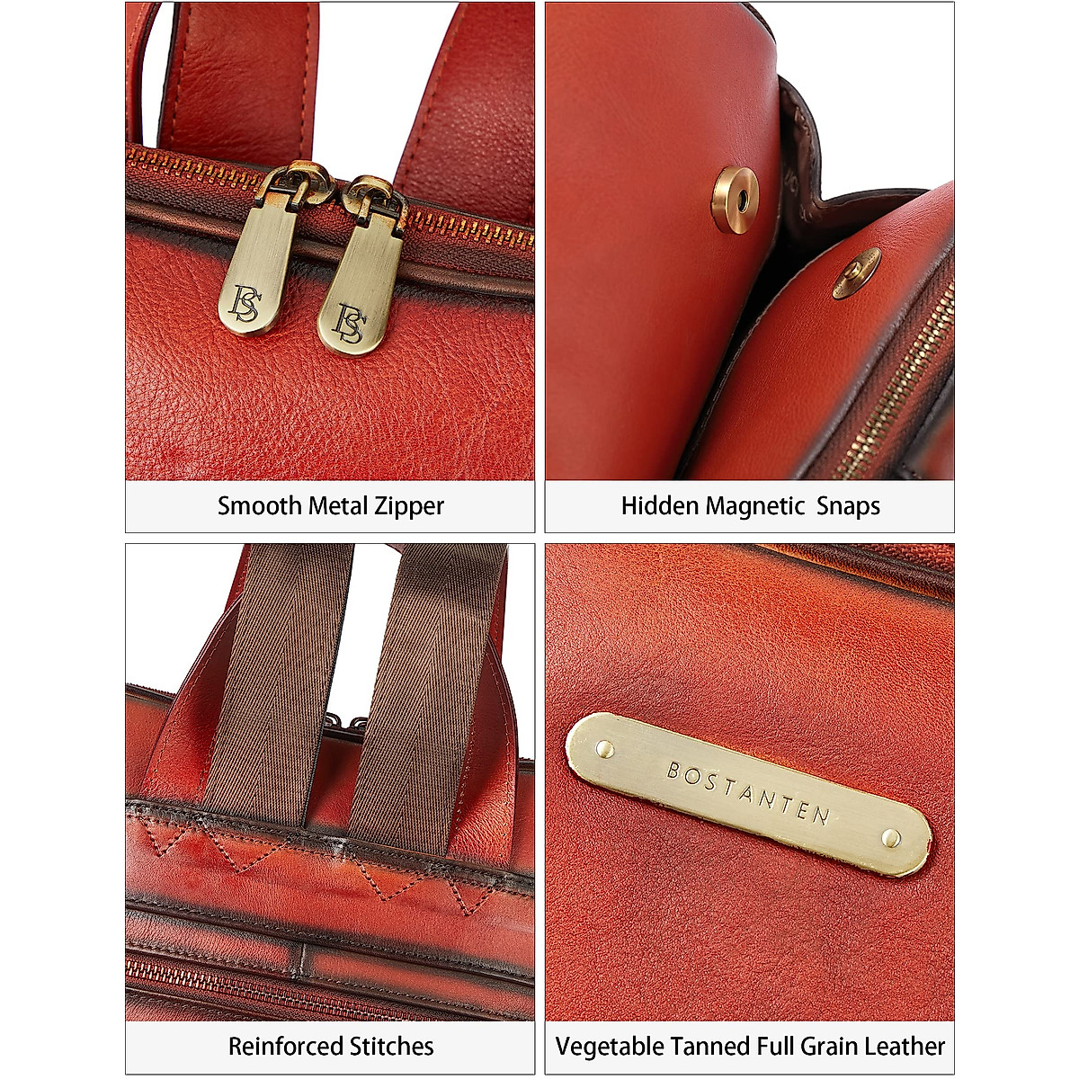 BOSTANTEN Womens Laptop Backpack Leather 15.6 inch Computer Back Pack Business College Daypack Vintage Large Travel Bag