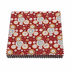 iNee Charm Packs for Quilting 5 inch, Precut Cotton Quilting Fabric Bundle, 50 Charm Squares, Candy Bloom