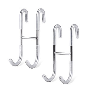 NQEUEPN 2pcs Shower Door Hooks, Frameless Glass Shower Door Towel Hooks 304 Stainless Steel No-Drill Over Door Shower Towel Hanger Rack for Bathroom Loofah Bathing Suits (Silver)