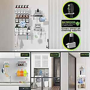 SEETHEBATH Shower Caddy Organizer 5-Pack with 19 Hooks Shower Shelves Accessories Adhesive Wall Mounted 304 Stainless Steel