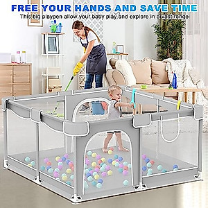 Baby Playpen, Baby Playard, Playpen for Babies with Gate Indoor & Outdoor Kids Activity Center with Anti-Slip Base, Sturdy Safety Playpen with Soft Breathable Mesh, Kid's Fence for Infants