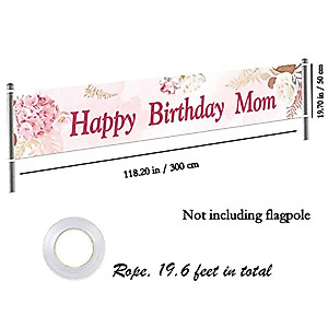 Labakita Large Happy Birthday Mom Banner, Women's Birthday Decorations, Mother Birthday Banner, Happy Birthday Decorations for Women
