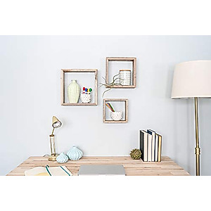 BarnwoodUSA Rustic Shelves, Square Floating Wood Shadowbox, Home Decor, Set of 3 (Natural Weathered Gray)