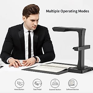 CZUR ET16 Plus Advanced Book & Document Scanner, 2nd Gen Auto-Flatten&Deskew Tech, 16MP Camera, Capture A3, 186 Languages OCR, Convert to PDF/Searchable PDF/Word/Tiff/Excel, Run On Windows&MacOS
