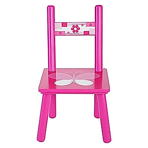 Walnut Wooden Table and Chair Set Childrens Studying Flowers Table and Chair Set Kids Childs Studying Painting Home School