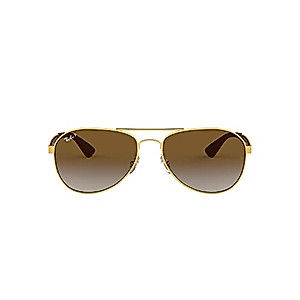 Ray-Ban RB3549 Aviator Sunglasses, Gold/Polarized Light Grey Gradient Brown, 61 mm