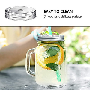 2pcs Mason Jar Straw Lids 3.3in Sealing Lid with Hole Stainless Steel Perforated Cover Secure Jar Caps Leak Proof Canning Cap Drinking Jar Cover