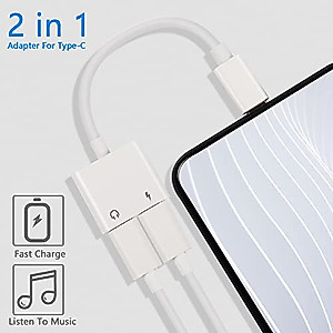 YAODHAOD USB C Splitter, 2 in 1 Dual USB C Headphone and Charger Adapter Compatible with Huawei P20, P30pro, P40,P40 Pro, Mate 30E Pro, Mate20pro, Nova 9 (Dual USB C)