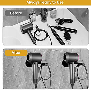 NALoRa Hair Dryer Holder Wall Mounted, Affordable Luxury Blow Dryer Holder for Bedroom, Salon, Hairdryer Holder for Bathroom, Self Adhesive Hair Dryer Holder, Widely Adaptable to 99% of Hair Dryers