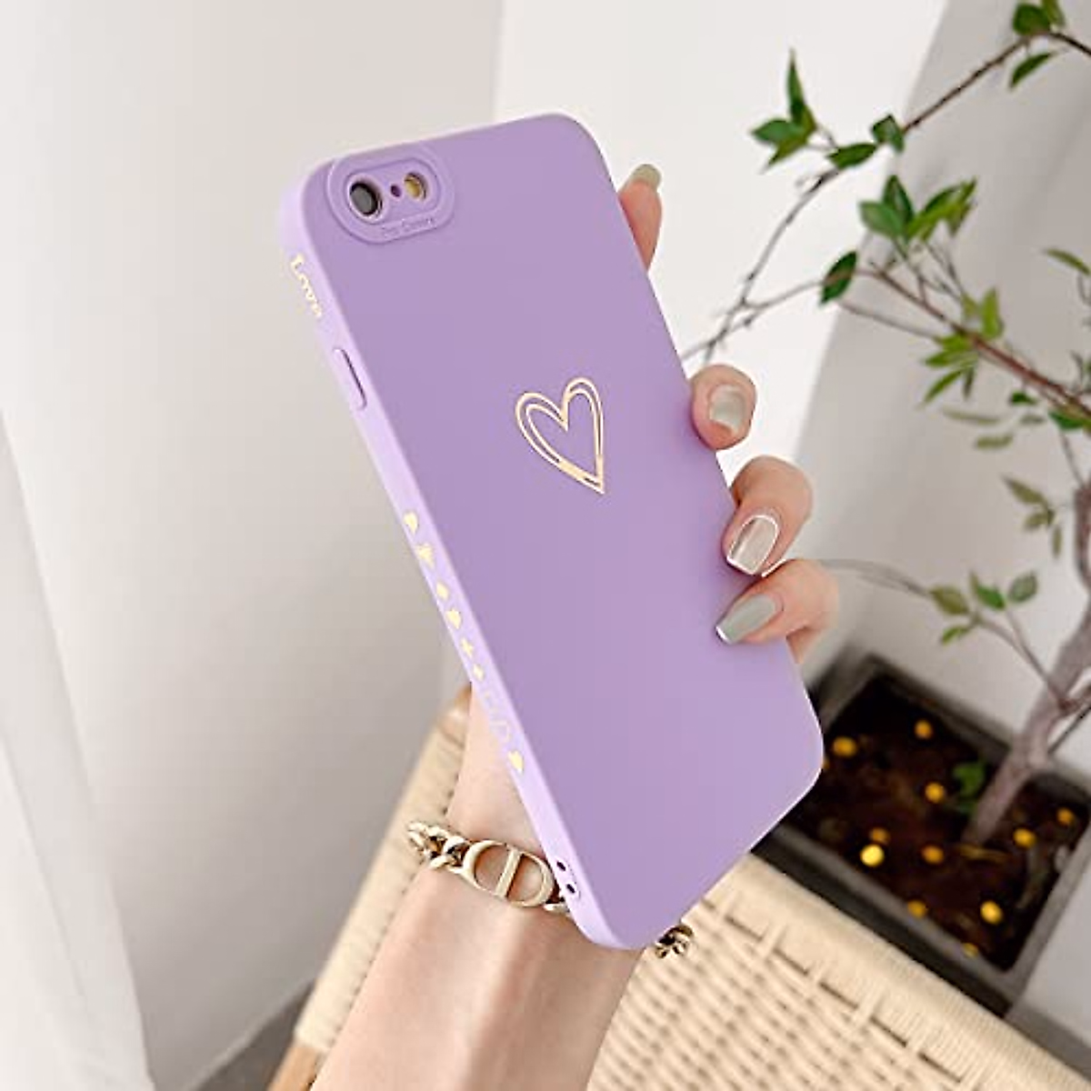 iPhone 6s Plus Case for Girls,Cute Phone Cases iPhone 6 Plus for Women Heart Pattern Soft Silicone Protective Cover for iPhone 6 Plus/6s Plus 5.5 inch -Purple