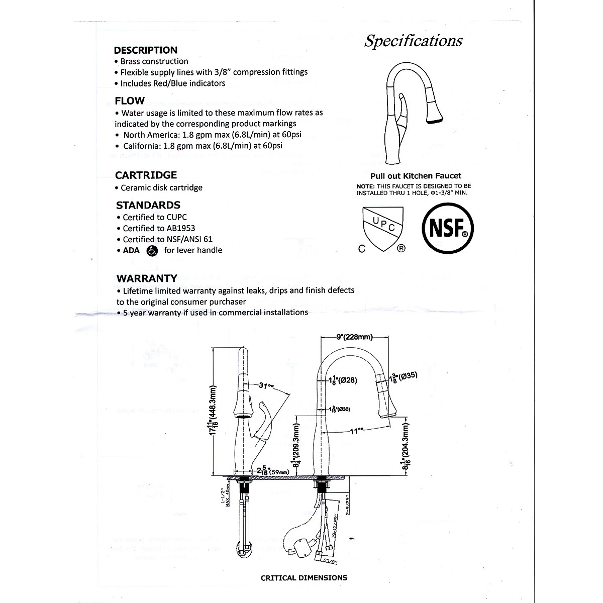 Westbrass S3348-26 Drop-In Stainless Steel 3-Hole 50/50 Double Bowl Kitchen Sink Set with Faucet in Polished Chrome (Strainers not included) 33" Polished Chrome