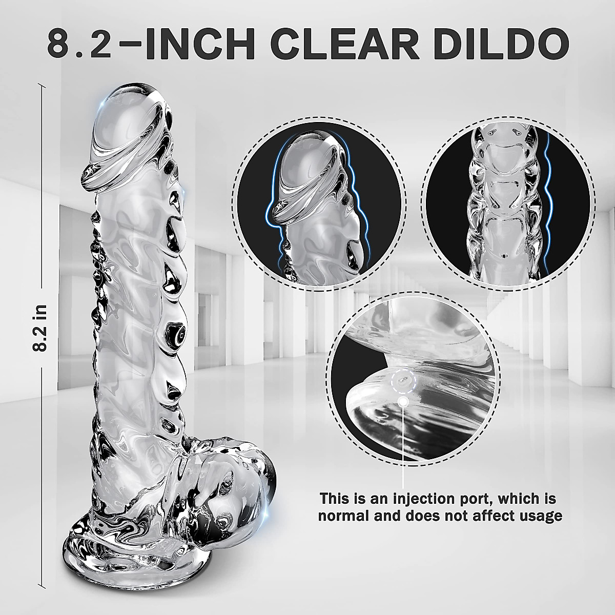 8.2 Inch Clear Dildo Sex Toys - Soft Realistic Dildos with Suction Cup Monster Dildo with Hands-Free Play Curved Shaft and Ball Fake Penis, Anal G Spot Dildo Suitable for Beginner Women and Gay