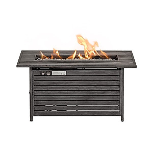 SUNBURY Outdoor Propane Fire Pit Table, 46 Inch Patio Gas Fire Table 40,000 BTU Auto-Ignition w Lid, Waterproof Cover, Glass Beads