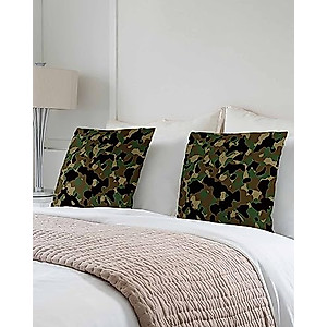 applebless Set of 2 Throw Pillow Covers Square for Home Decor, Camo 18x18 Inch Cotton Reversible Pillow Case Sofa Soft Cushion Cases for Bedroom Couch Bed Car Chair
