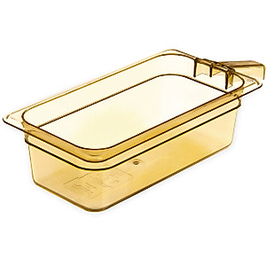 Carlisle FoodService Products 30861H13 StorPlus High Heat Food Pan with 1 Handle, 4" Deep, Third Size, Amber