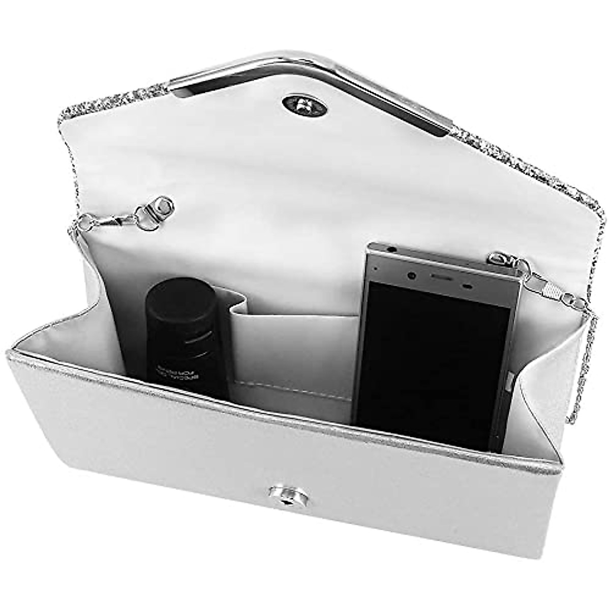 AYKDAS Purses & Totes, Evening Clutches & Crossbody Bags Flash Elegant Clutch, Gold, Silver, Pink (Black) Shiny Handbag (Color : Silver)