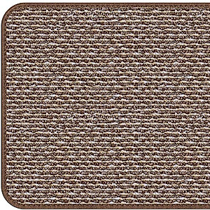 House, Home and More Set of 15 Overstep Attachable Carpet Stair Treads - Praline Brown - 17 Inches X 30 Inches