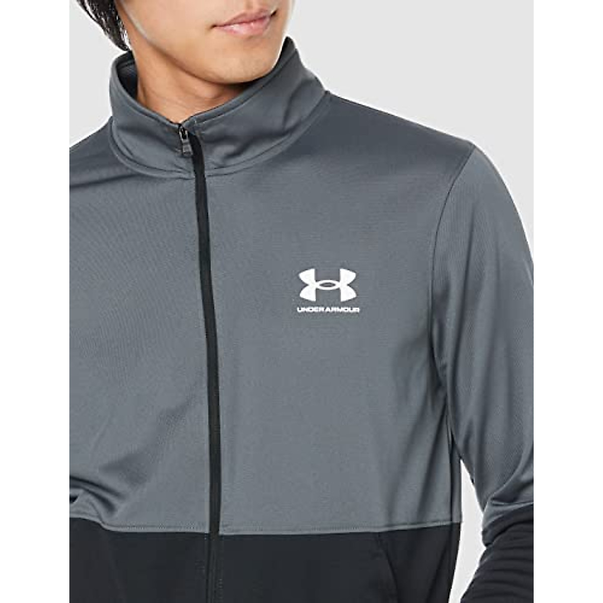 Under Armour Men's Pique Track Jacket, Pitch Gray (012)/White, Medium
