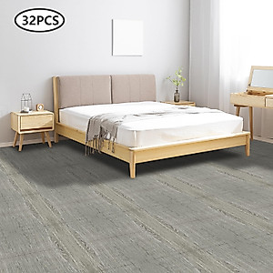 LOHISHIL 32PCS 12 * 12in Stick Floor Tile White Floor Tiles Self, Adhesive Wall Tiles Peel and Stick Floor Tiles Bathroom Floor Stickers for Kitchen, Bedroom, Hallways, Garages, Lobbies(Grey)