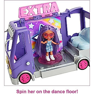Barbie Extra Mini Minis Doll and Vehicle Playset, Expandable Tour Bus with Small Doll, Clothes and Accessories