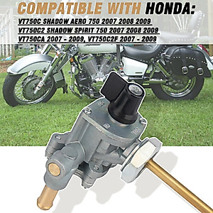 VT750C Fuel Petcock Valve Gas Tank Switch for Honda Shadow Aero VT750CA VT750C2 VT750C2F 2007-2009 replace 16950-MEG-023 by TOPEMAI