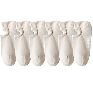 ADILAIDUN 6/12 Pairs Women's Running Ankle Socks Athletic Sports Socks, Women's Ankle Socks Low Cut No Show Padded Size 5-12 (Beige-6 Pairs)