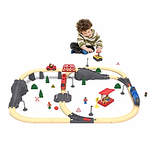Train Track Accessories Remote Control Train, Battery Operated Locomotive Train Toy for Toddlers Train Set, Powerful Engine Train Vehicle Fits All Major Brands Railway System (Battery Not Included)